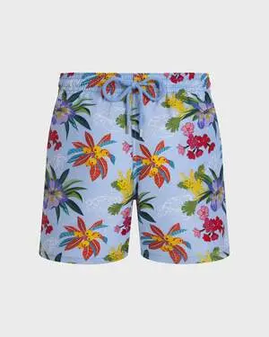 Vilebrequin Swim Trunks Garden Turtles Swimwear Moorea - Blue