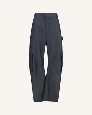 Balenciaga Denim Print Cargo Pants - Blue