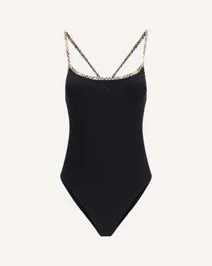 Burberry Check Trim One Piece Swimsuit
