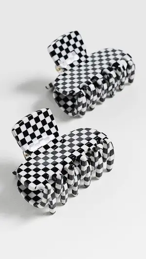 Lele Sadoughi Mini Claw Clip Set - Checkered