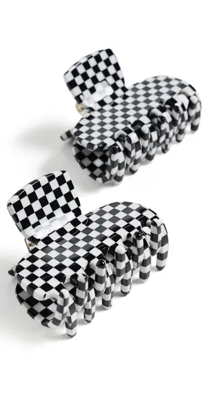 Lele Sadoughi Mini Claw Clip Set - Checkered