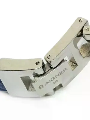 AIGNER Logo-plaque Leather Bracelet