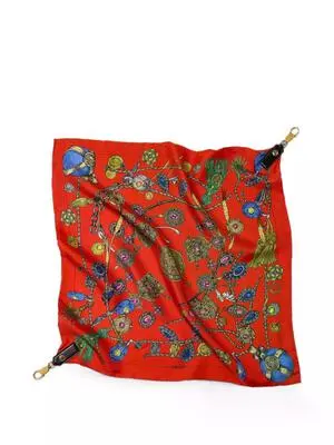 Versace Printed Silk Scarf Charm 55 Cm - Red