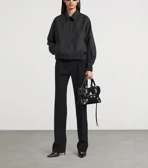Balenciaga Small Embellished Leather Top-handle Bag - Black