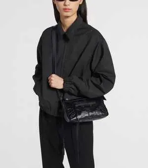 Balenciaga Mini Lambskin Le City Moto Shoulder Bag - Black
