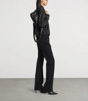 Balenciaga Mini Lambskin Le City Moto Shoulder Bag - Black