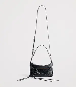 Balenciaga Mini Lambskin Le City Moto Shoulder Bag - Black