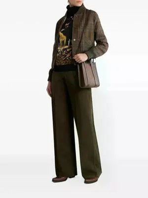 Etro Wool-blend Turtleneck Sweater With Placed Animal And Paisley Print