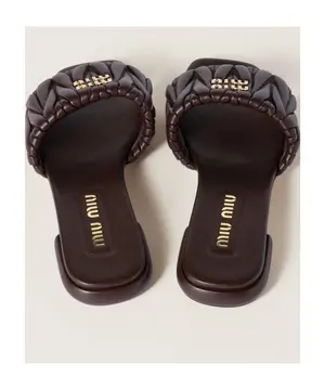 Miu Miu Matelassé Nappa Leather Slides