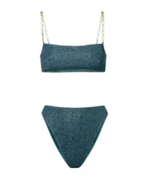 Oseree Lumière O Chain Lamé Bikini - Blue