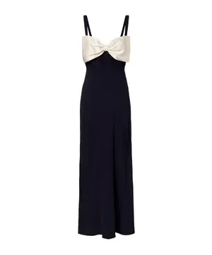 Rixo Bow-detail Satin Midi Dress - Black