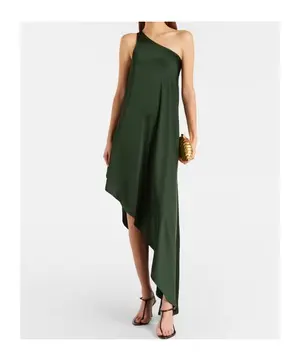 Norma Kamali Asymmetrical One-shoulder Satin Dress