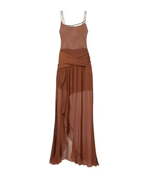 JACQUES WEI Draped Ruffled Maxi Dress