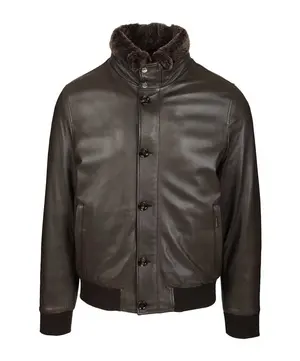 MOORER Cleros Padded Bomber Jacket - Brown