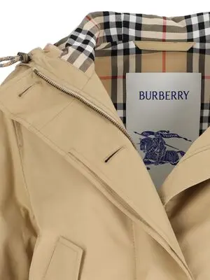 Burberry Hooded Short Gabardine Parka - Flax