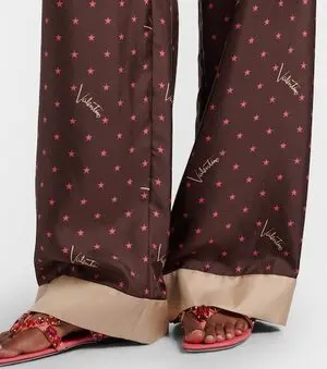Valentino Garavani Printed Silk Twill Palazzo Pants