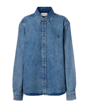 AMI Paris Logo Denim Shirt - Blue