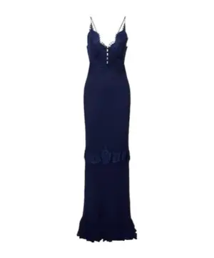 SELF-PORTRAIT Lace-trimmed Georgette Gown