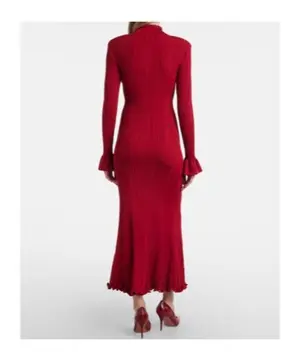SELF-PORTRAIT Beaded Ribbed-knit Midi Dress