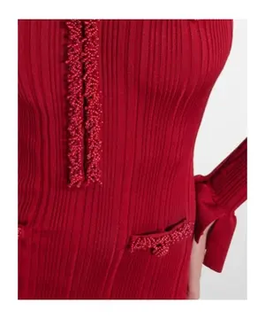 SELF-PORTRAIT Beaded Ribbed-knit Midi Dress