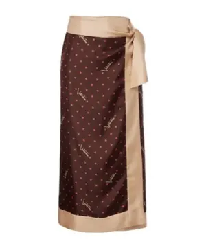 Valentino Garavani Printed Silk Twill Wrap Skirt - Brown
