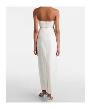 ADRIANA DEGREAS Embellished Cotton-blend Bandeau Top