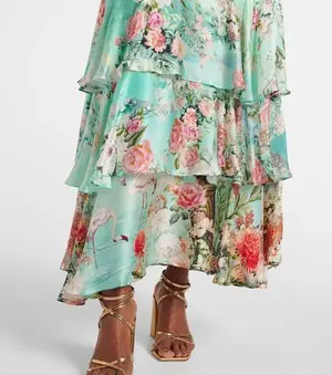 Camilla Ruffled Tiered Silk Maxi Skirt