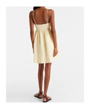 Farm Rio Coconut Tree Embroidered Linen Minidress
