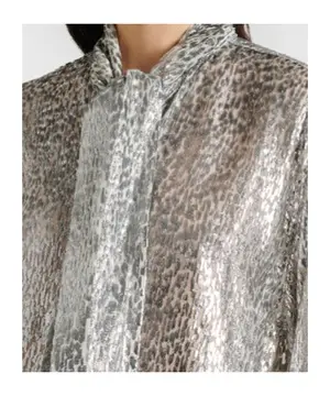 Stella McCartney Leopard-print Lamé Shirt With Scarf Detail