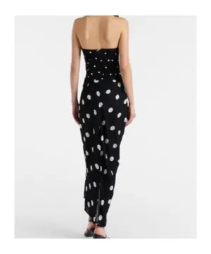 ADRIANA DEGREAS Polka Dot Draped Midi Dress