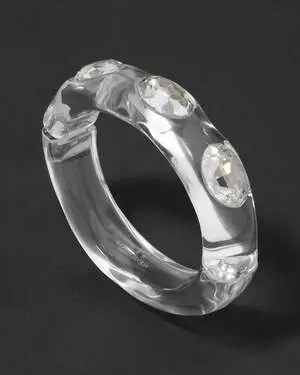 Alexis Bittar Bonbon Large Crystal Studded Lucite Hinge Bracelet - Clear