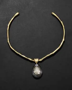 Alexis Bittar Molten Collar Necklace With Crystal Pendant - Clear