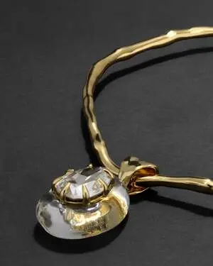 Alexis Bittar Molten Collar Necklace With Crystal Pendant - Clear