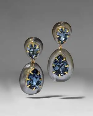 Alexis Bittar Bonbon Crystal Lucite Teardrop Post Earrings - Frozen Mist