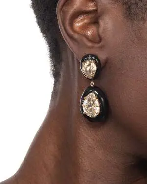 Alexis Bittar Bonbon Crystal Teardrop Post Earrings - Onyx