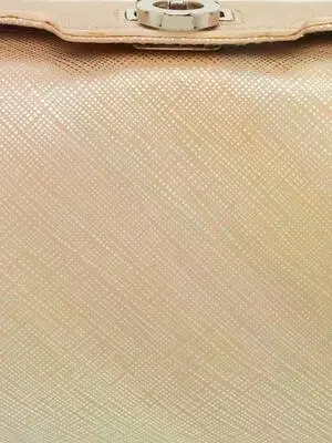 FERRAGAMO Gancini Saffiano Clutch Bag - Neutrals