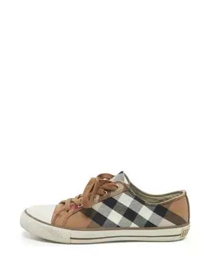 Burberry House Check Canvas And Leather Trim Sneakers