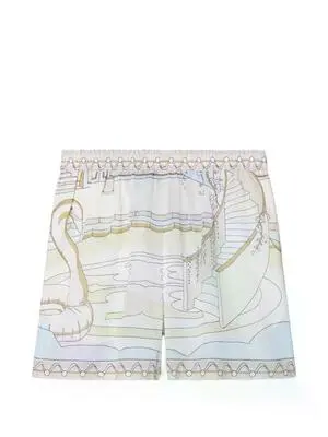 Tory Burch Printed Camp Shorts - Neutrals