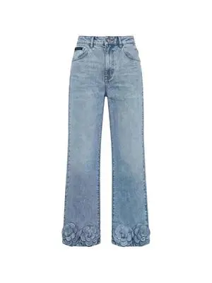 Philipp Plein Straight-cut Jeans With Floral Accents