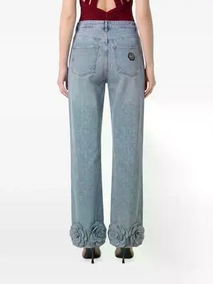 Philipp Plein Straight-cut Jeans With Floral Accents