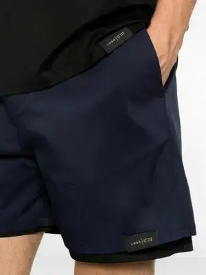 LOW BRAND Logo Patch Layered Shorts