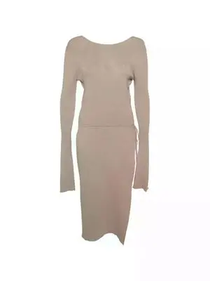 Magda Butrym Knitted Tie-up Top And Midi Skirt Set - Neutrals