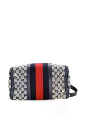 Gucci Vintage Web Boston Bag Gg Canvas Medium Satchel