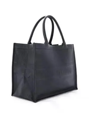 Dior Book Oblique Embossed Calfskin Medium Tote Bag - Black