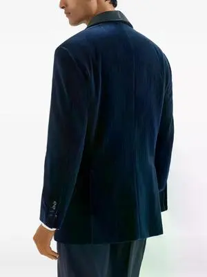 Brunello Cucinelli Cotton Chalk-stripe Velvet Tuxedo Jacket With Shawl Lapels - Blue