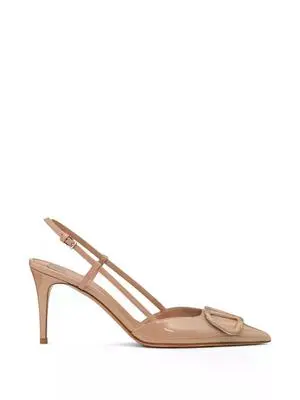 Valentino Garavani Vlogo Signature Patent Leather Slingback Pumps - Neutrals