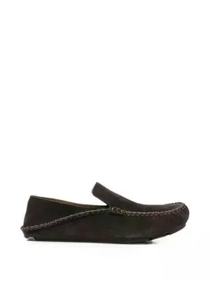 Loewe Suede Loafers With Whipstitch Trim - Brown