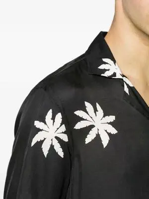Tagliatore Hawaii Palm-print Short-sleeve Shirt - Black