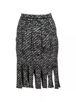 Dior Fringed Knit Midi Skirt - Black