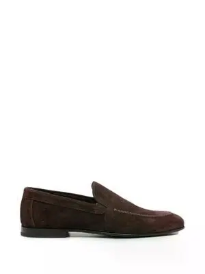 JOHN HARRISON Suede Loafers With Whipstitch Detailing - Brown